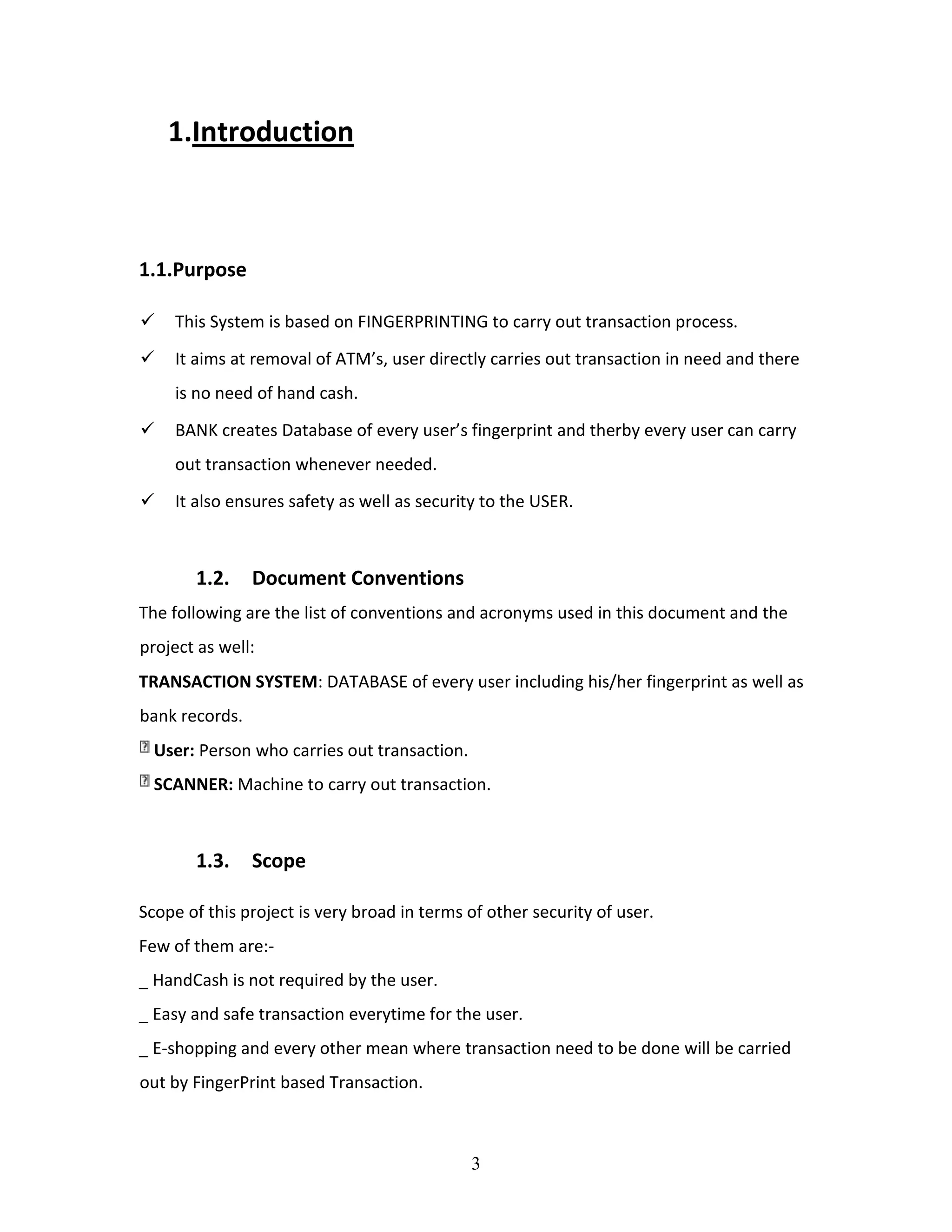 Fingerprint based transaction system | DOCX