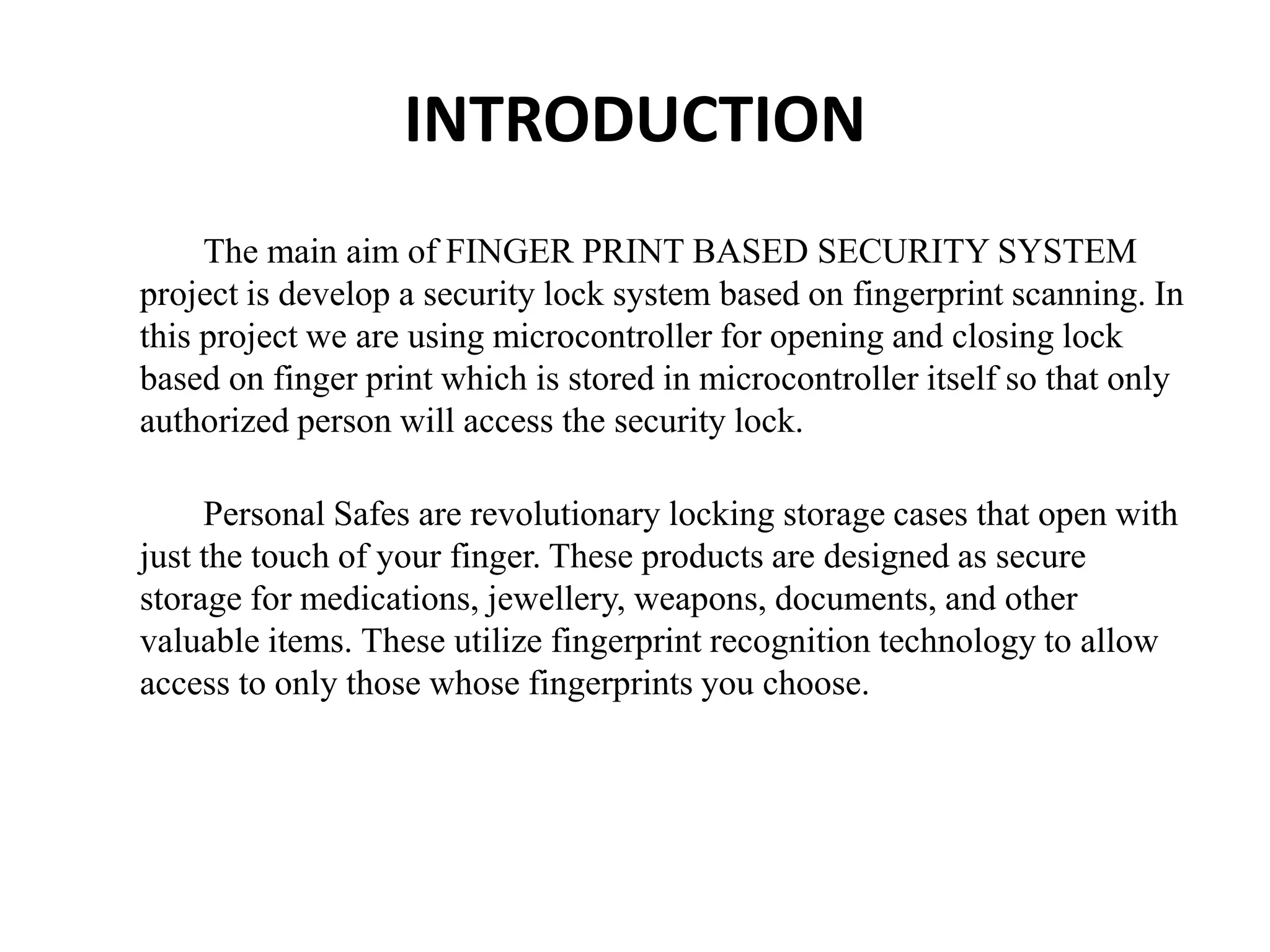 Fingerprint base security system | PPTX