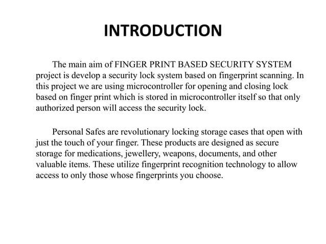 Fingerprint base security system | PPTX