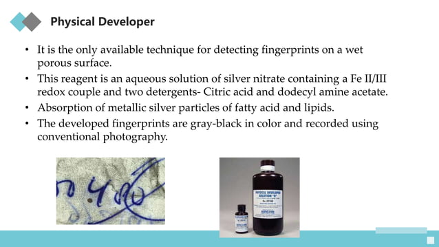 Fingerprint development methods Presentation.pptx | Chemistry | Science