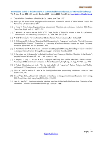 Fingerprint Feature Extraction, Identification and Authentication: A Review | PDF