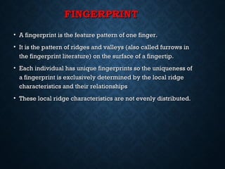 Finger print recognition | PPT