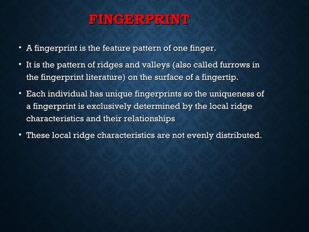 Finger print recognition | PPT