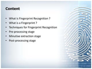 Fingerprint recognition | PDF