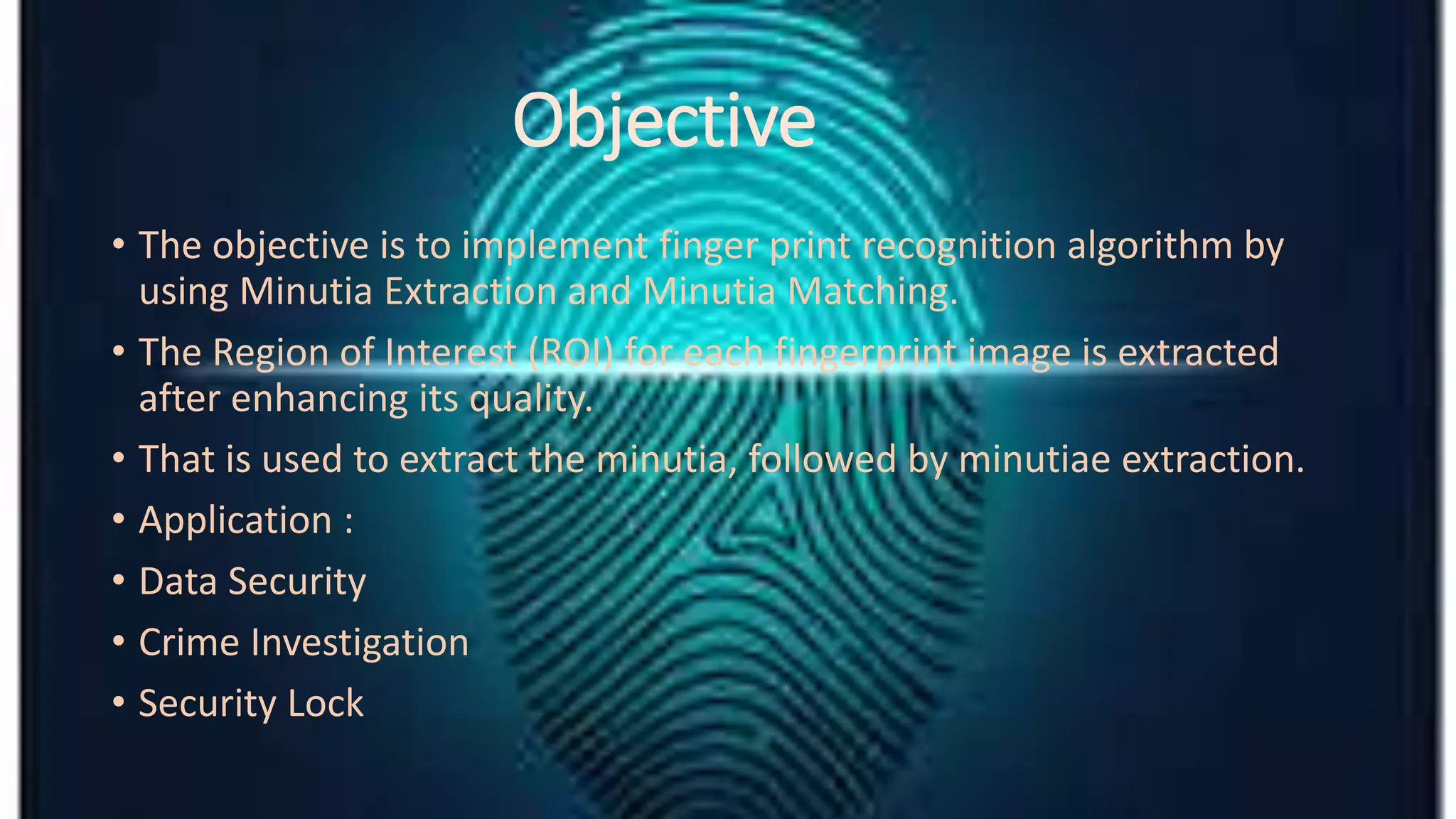 Fingerprint Recognition Algorithm Ppt