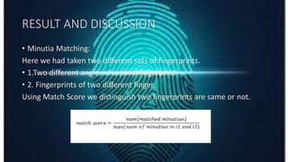 Fingerprint recognition algorithm | PPTX