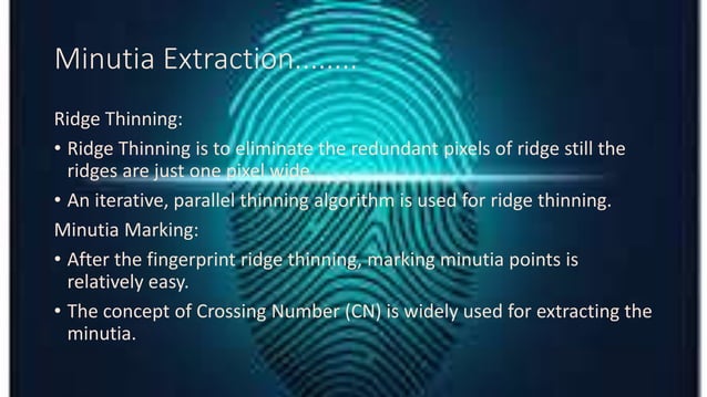 Fingerprint recognition algorithm | PPTX