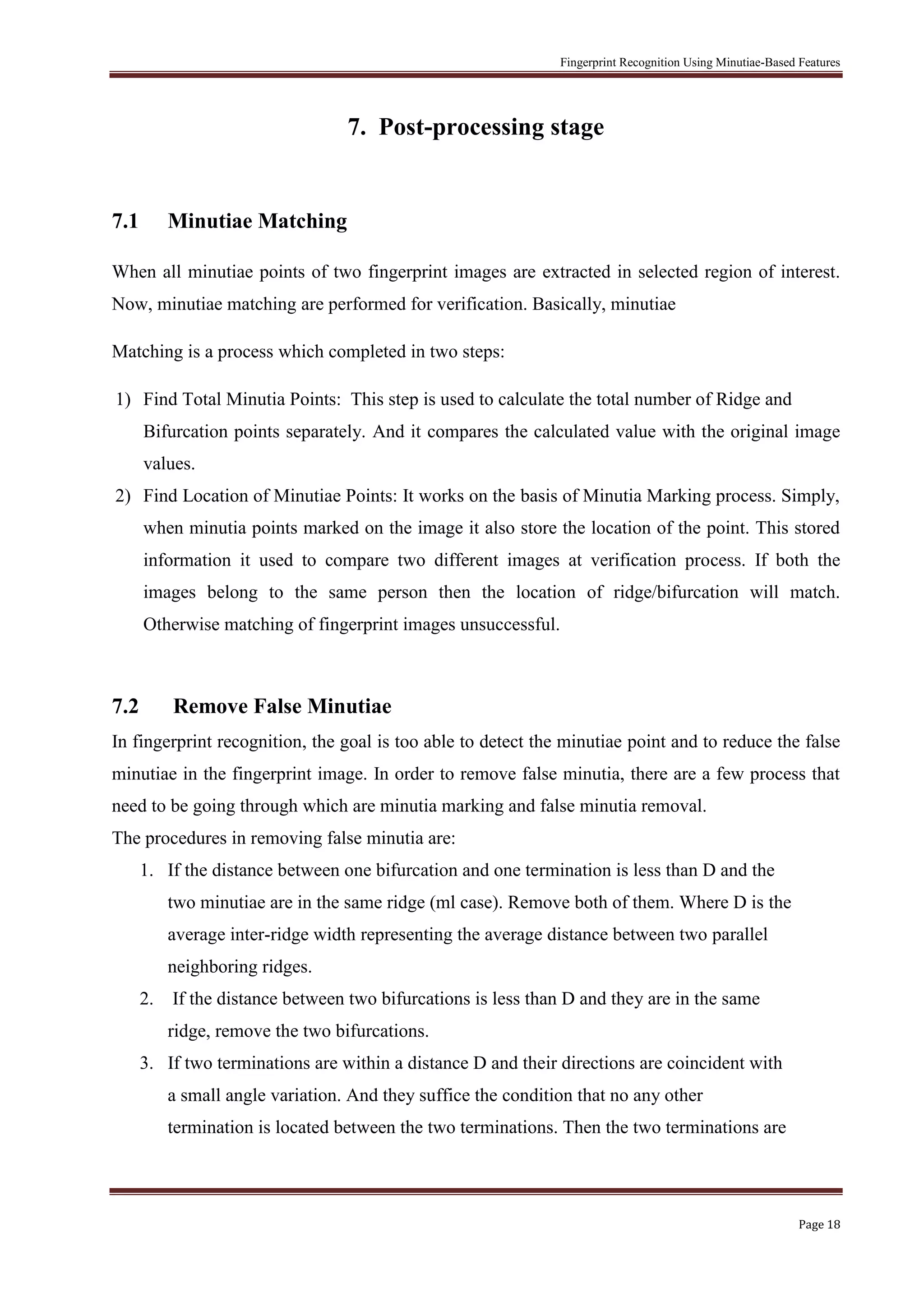 Fingerprint Recognition Using Minutiae Based Feature Pdf Computing