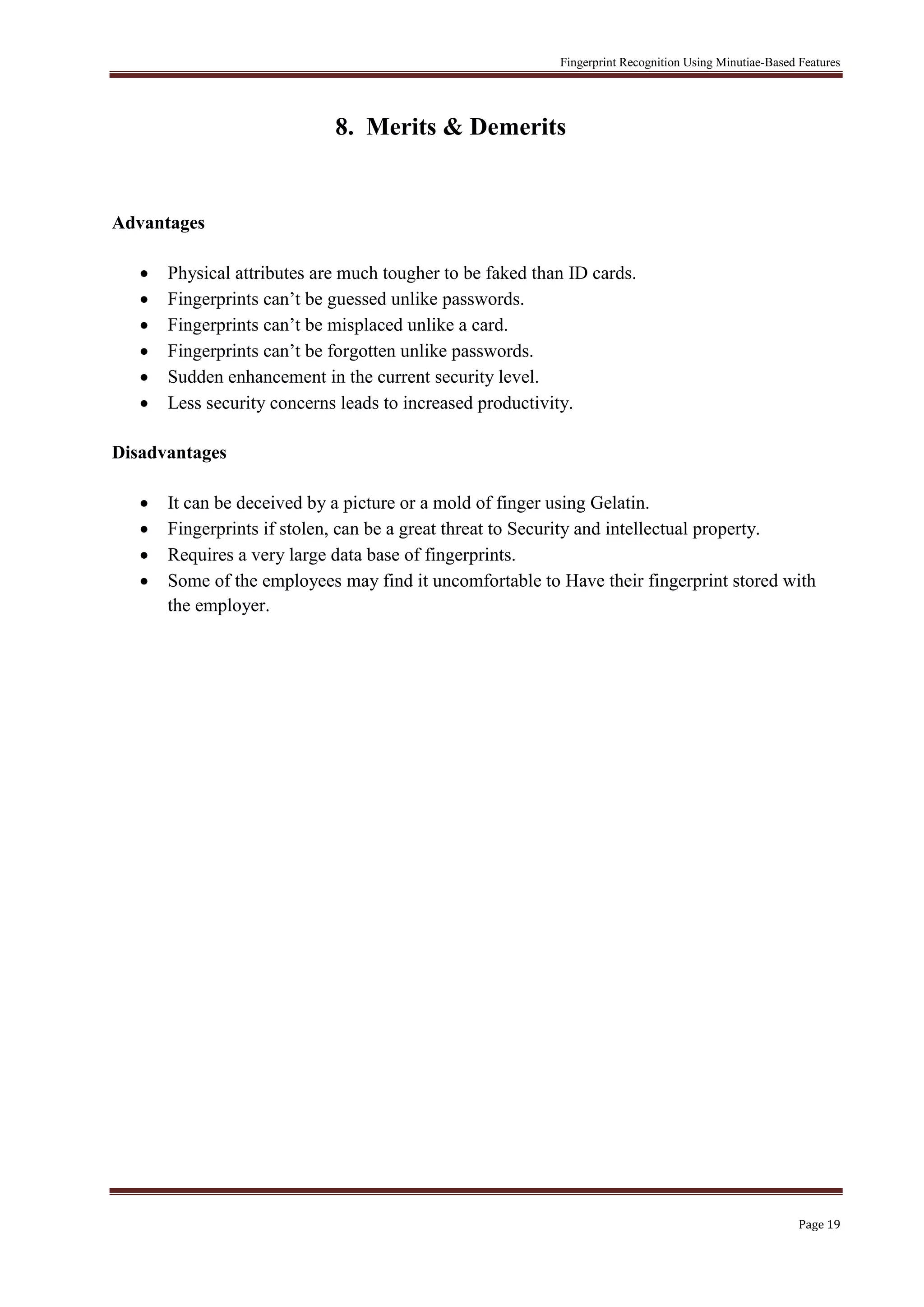 Fingerprint Recognition Using Minutiae Based Feature Pdf Computing
