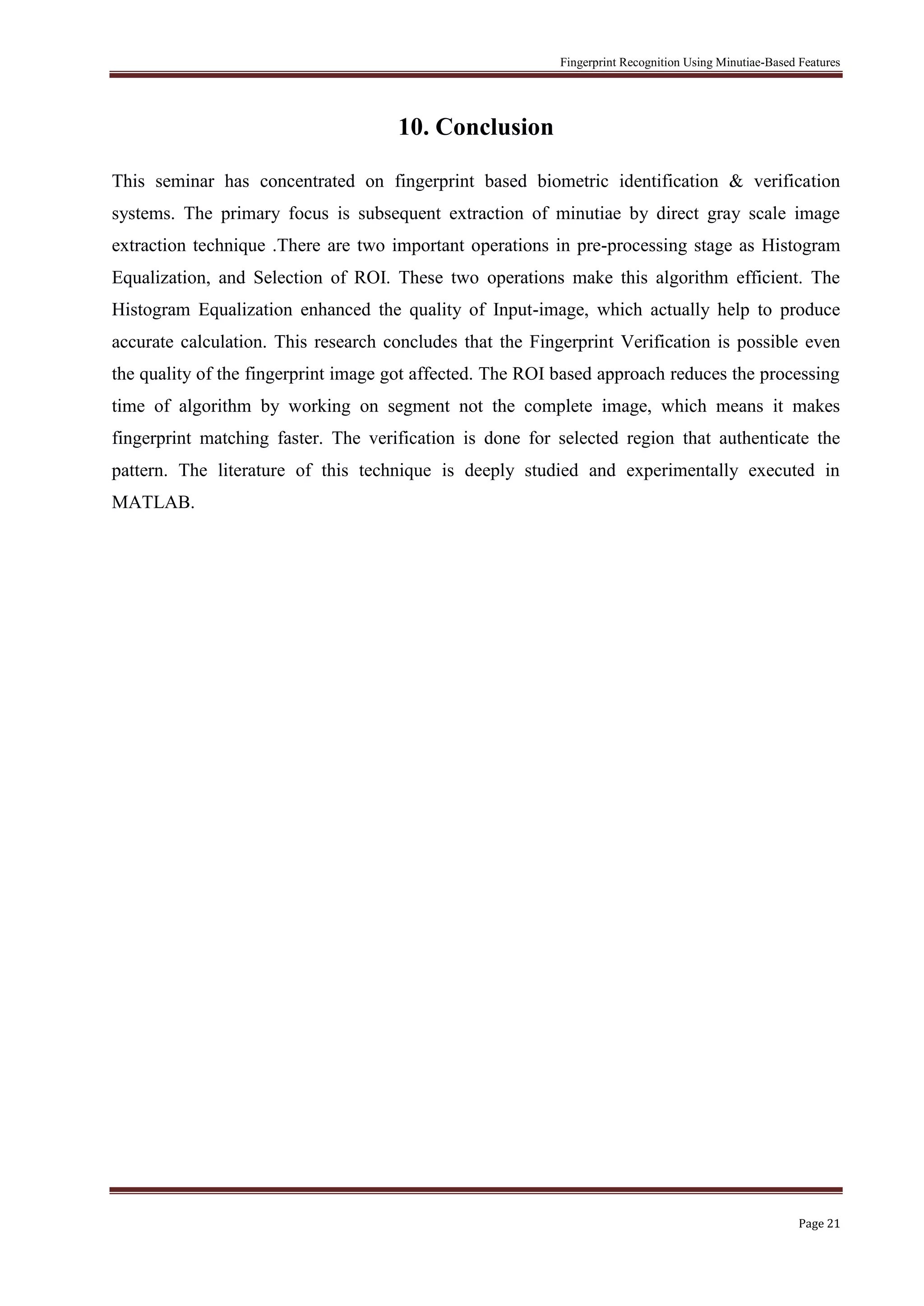 Fingerprint Recognition Using Minutiae Based Feature Pdf Computing
