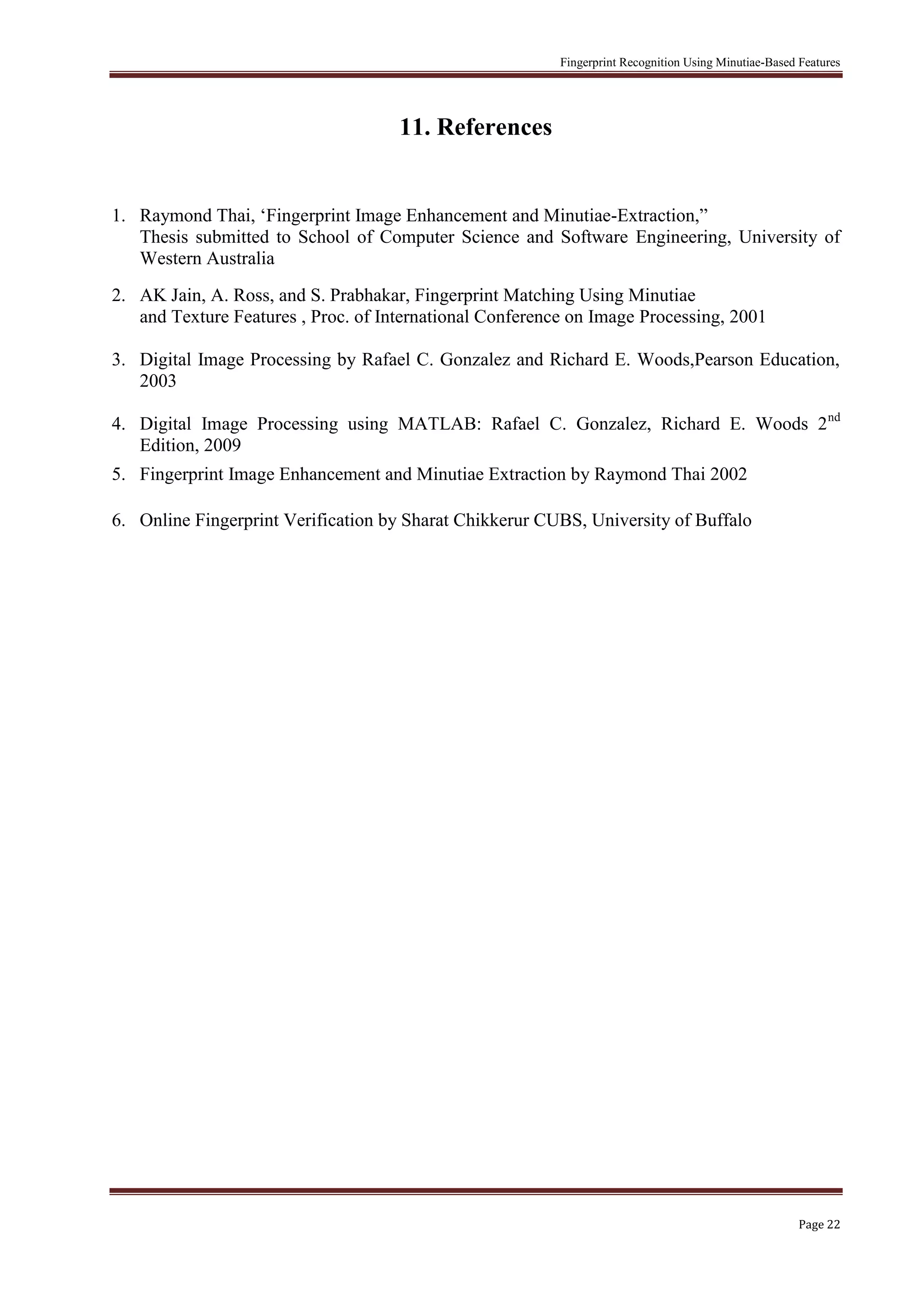 Fingerprint Recognition Using Minutiae Based Feature Pdf Computing