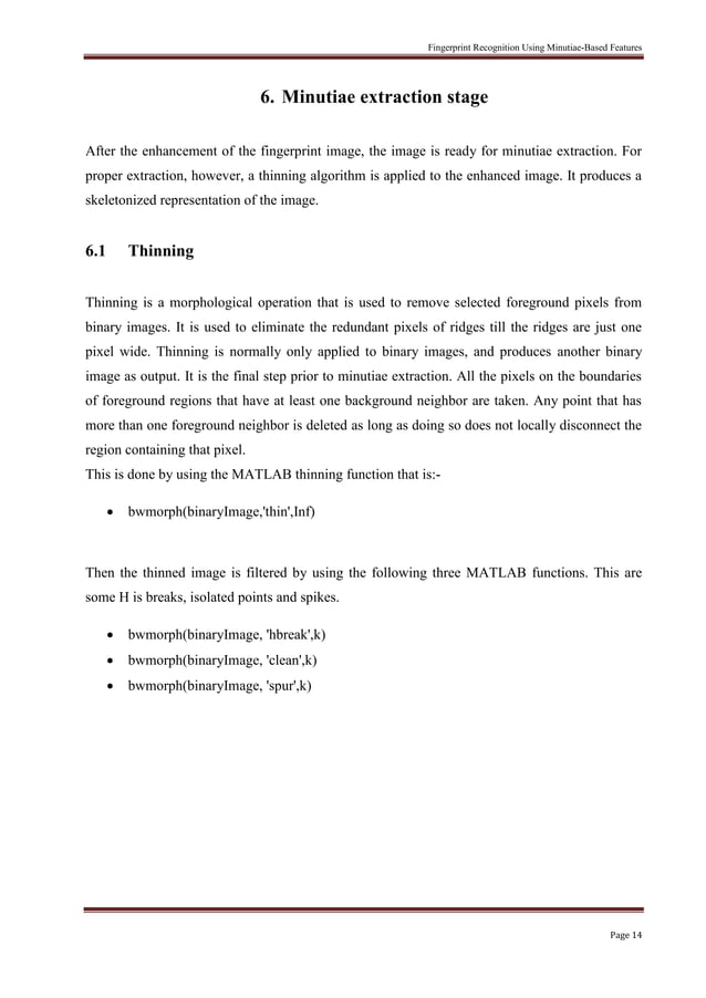 Fingerprint Recognition Using Minutiae Based Feature Pdf