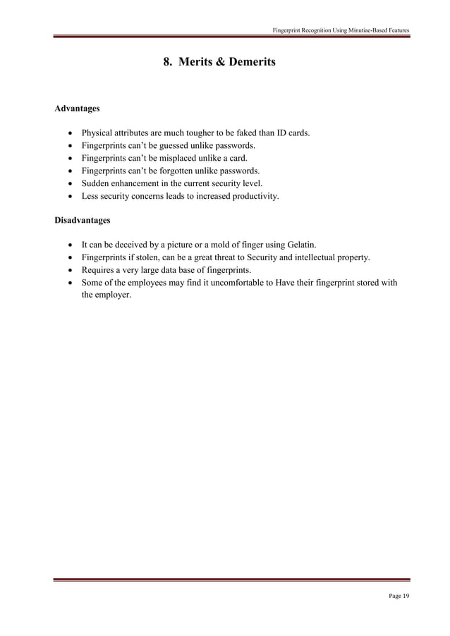Fingerprint Recognition Using Minutiae Based Feature Pdf Computing