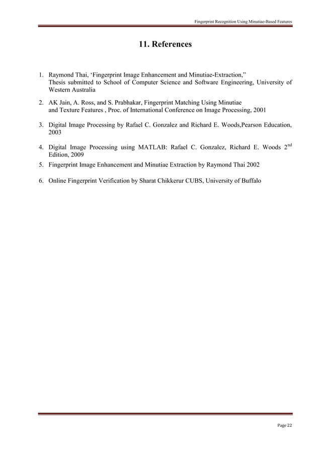 Fingerprint Recognition Using Minutiae Based Feature Pdf Computing