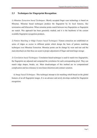 Fingerprint recognition using minutiae based feature | PDF