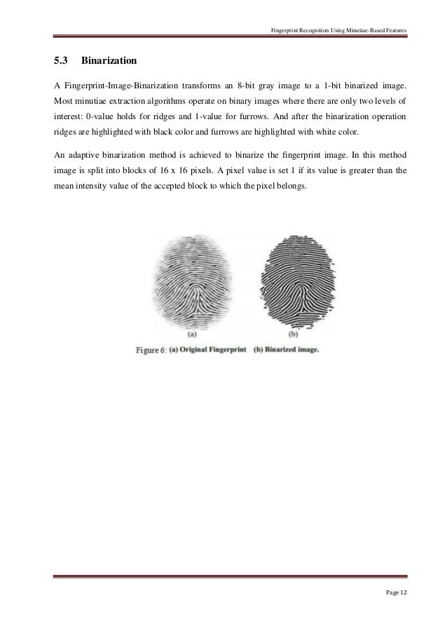Fingerprint Recognition Using Minutiae Based Feature
