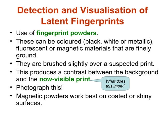 Fingerprints | PPT | Chemistry | Science