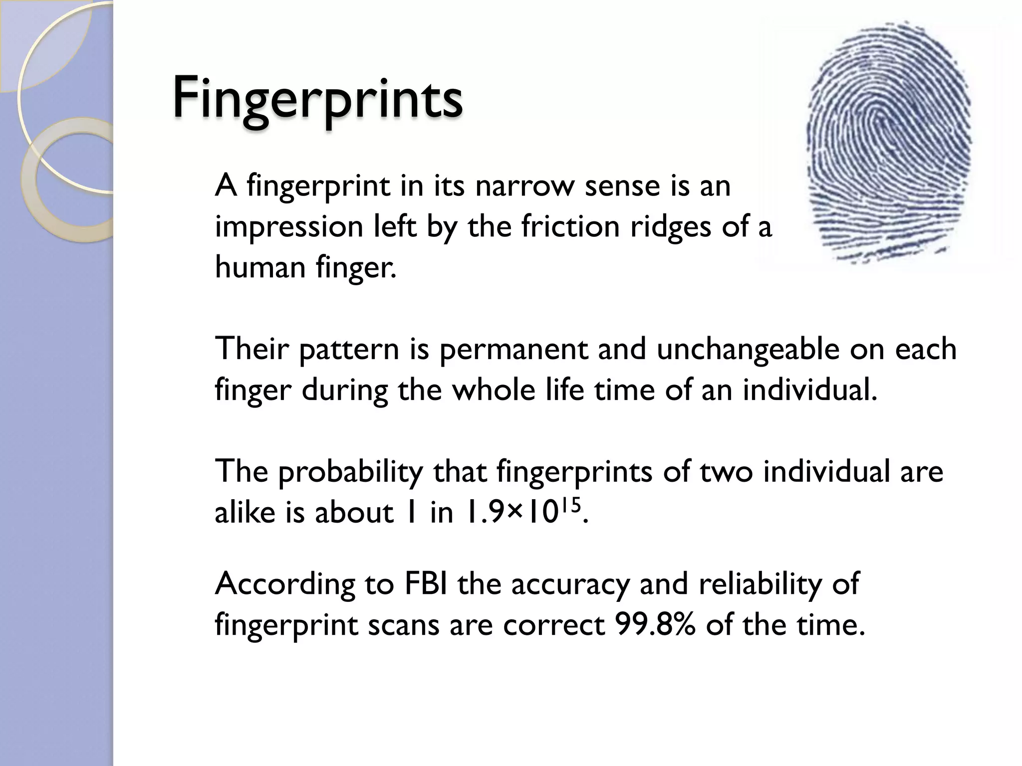 Fingerprints recognition | PPTX