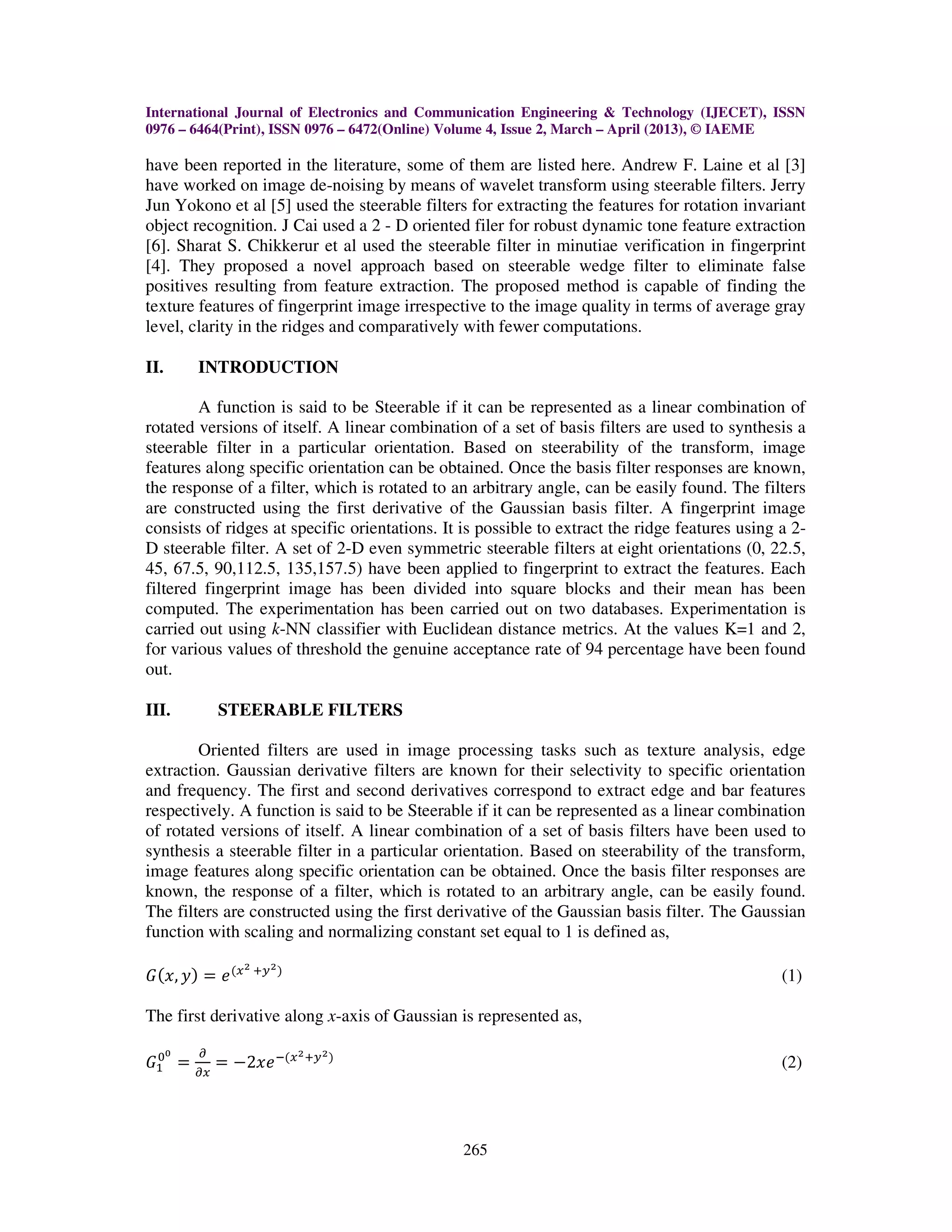 Fingerprint verification using steerable filters | PDF