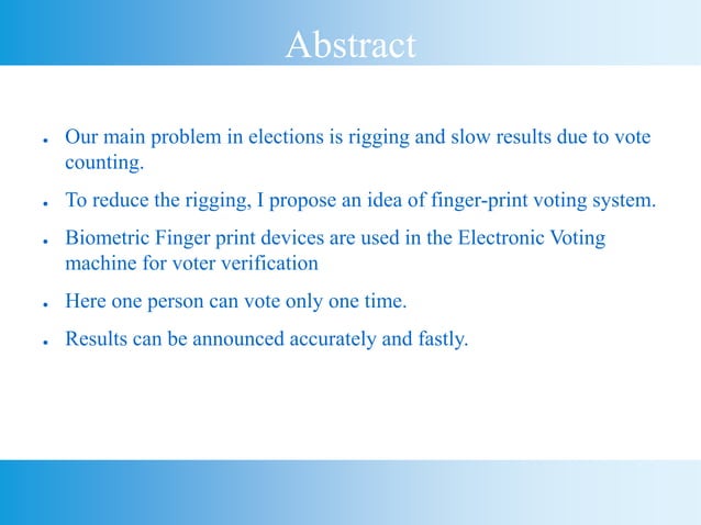 Fingerprint Voting System.pptx | Computer Peripherals | Computing