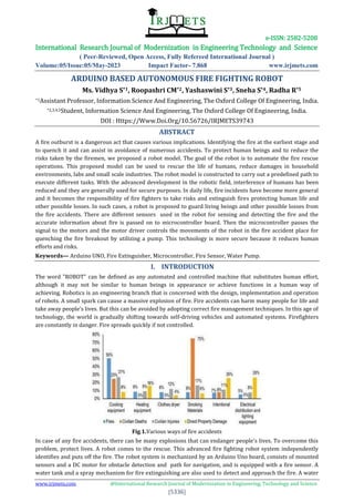 Arduino Based Autonomous Fire Fighting Robot | PDF