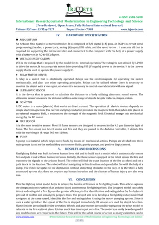 Arduino Based Autonomous Fire Fighting Robot | PDF
