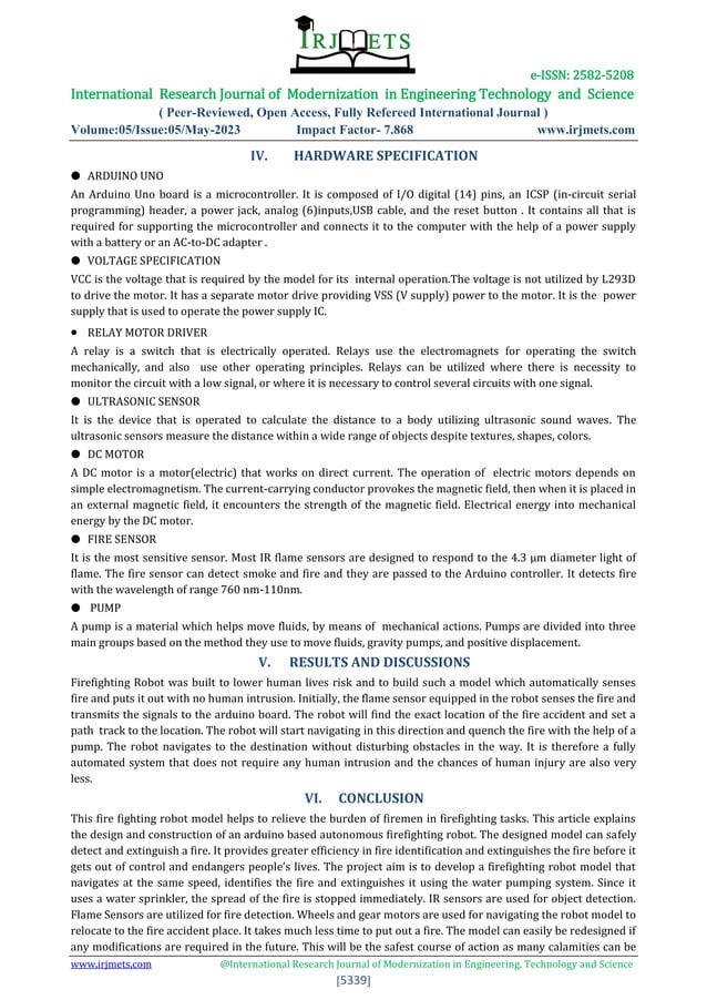 Arduino Based Autonomous Fire Fighting Robot Pdf Robotics Technology And Computing