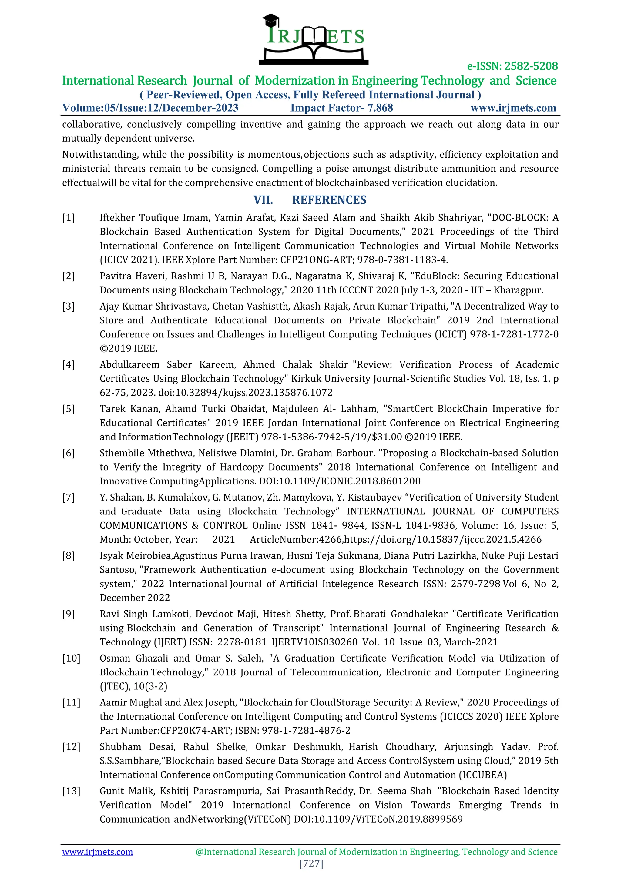 ENHANCING SECURITY AND TRANSPARENCY: THE ROLE OF BLOCKCHAIN IN DOCUMENT VERIFICATION | PDF