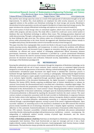 ENHANCING SECURITY AND TRANSPARENCY: THE ROLE OF BLOCKCHAIN IN DOCUMENT VERIFICATION | PDF ...