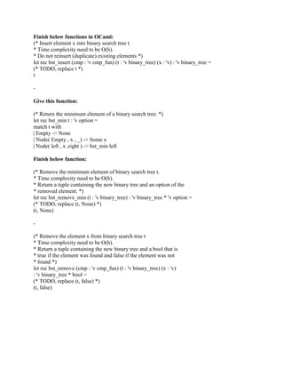 Finish below functions in OCaml- (- Insert element x into binary searc.docx