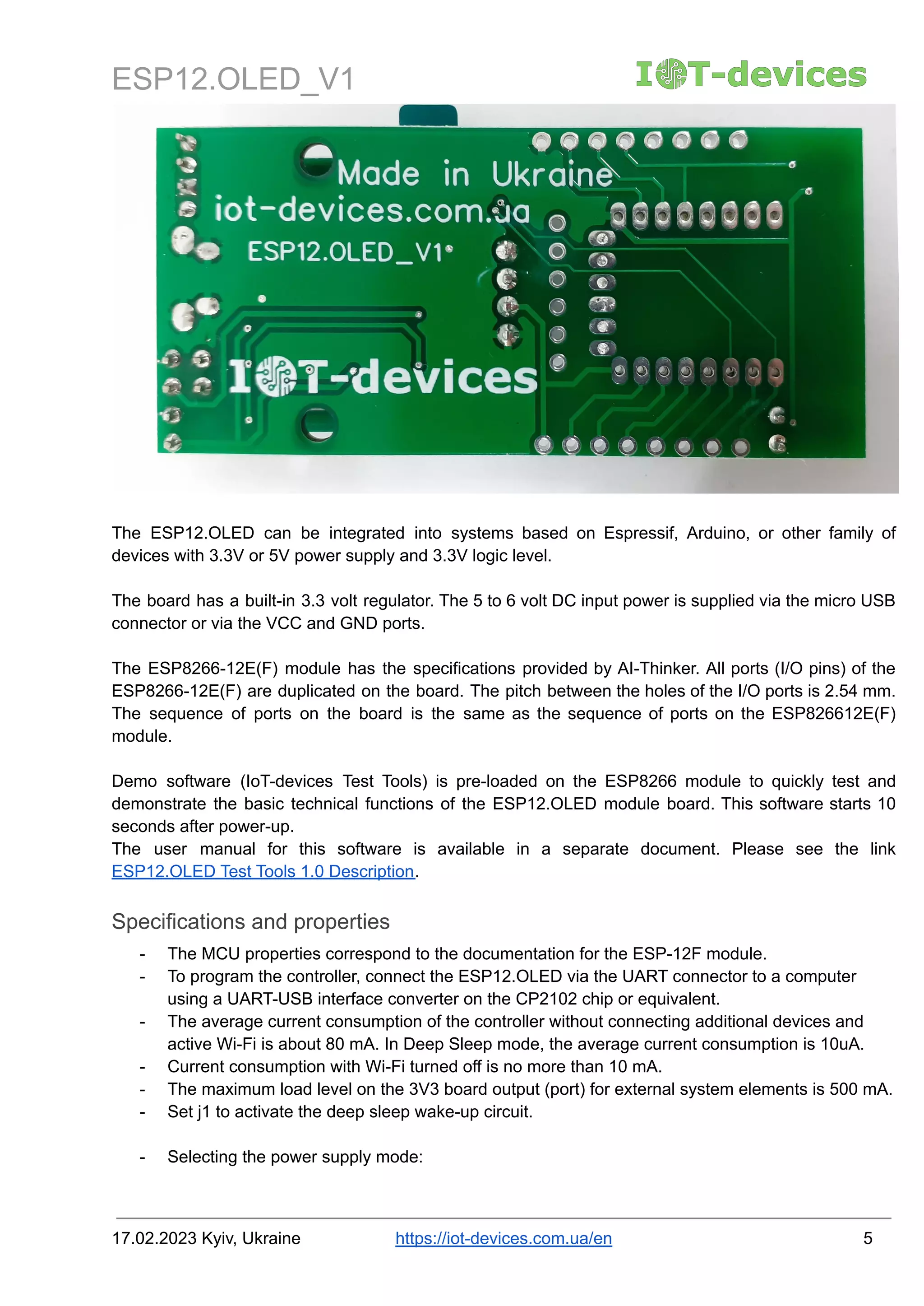 ESP12.OLED_V1 Datasheet EN - Universal ESP8266 controller board with 0. ...