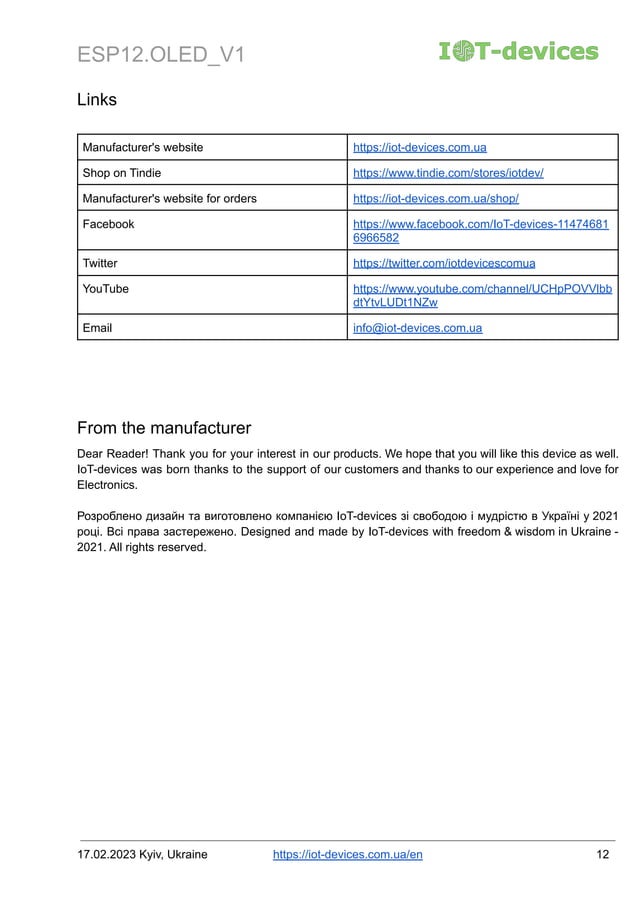 ESP12.OLED_V1 Datasheet EN - Universal ESP8266 controller board with 0.96″ I2C OLED and RGB LED ...