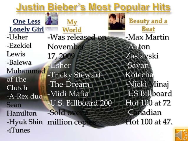 Justin Bieber Presentation | PPTX | World/International Music | Music