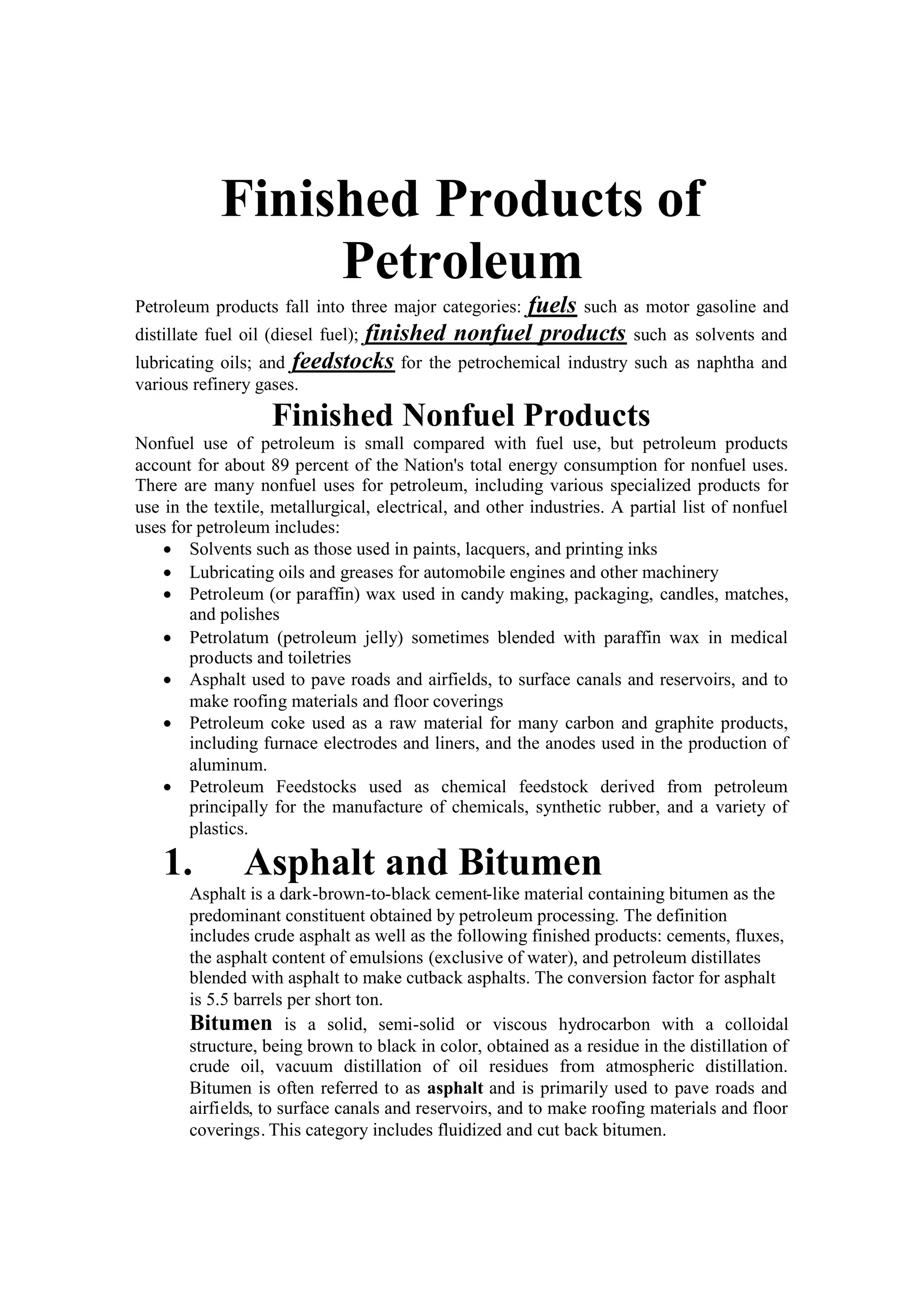 Finished products of petroleum | PDF