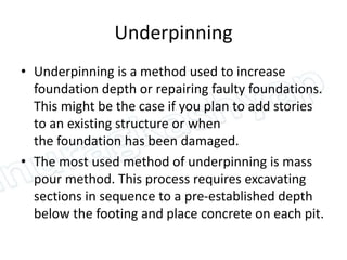 Finishing and other methods of construction, scaffolding, shoring ...