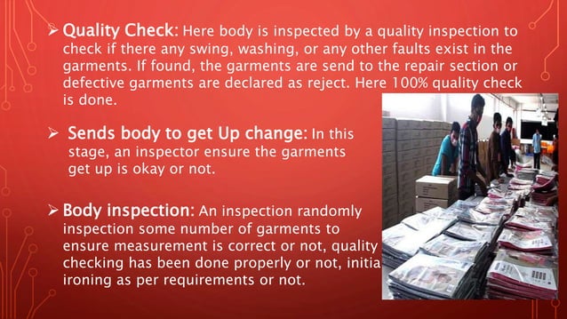 Finishing department of a garments industry | PPTX