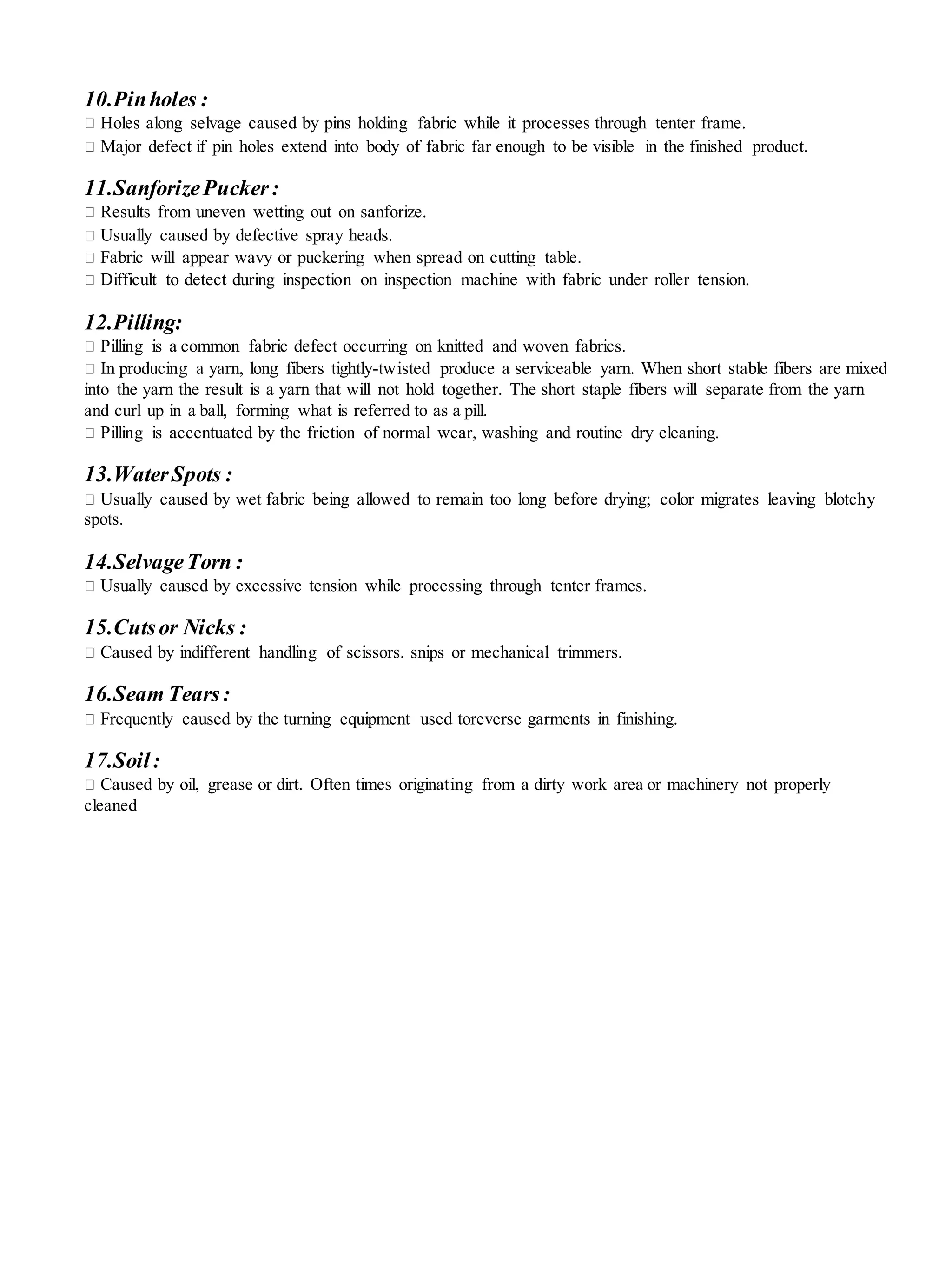 Finishing faults and their remedies | DOCX