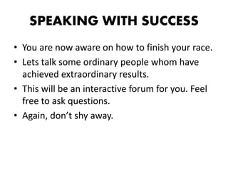 Finishikkng the race notes | PPT