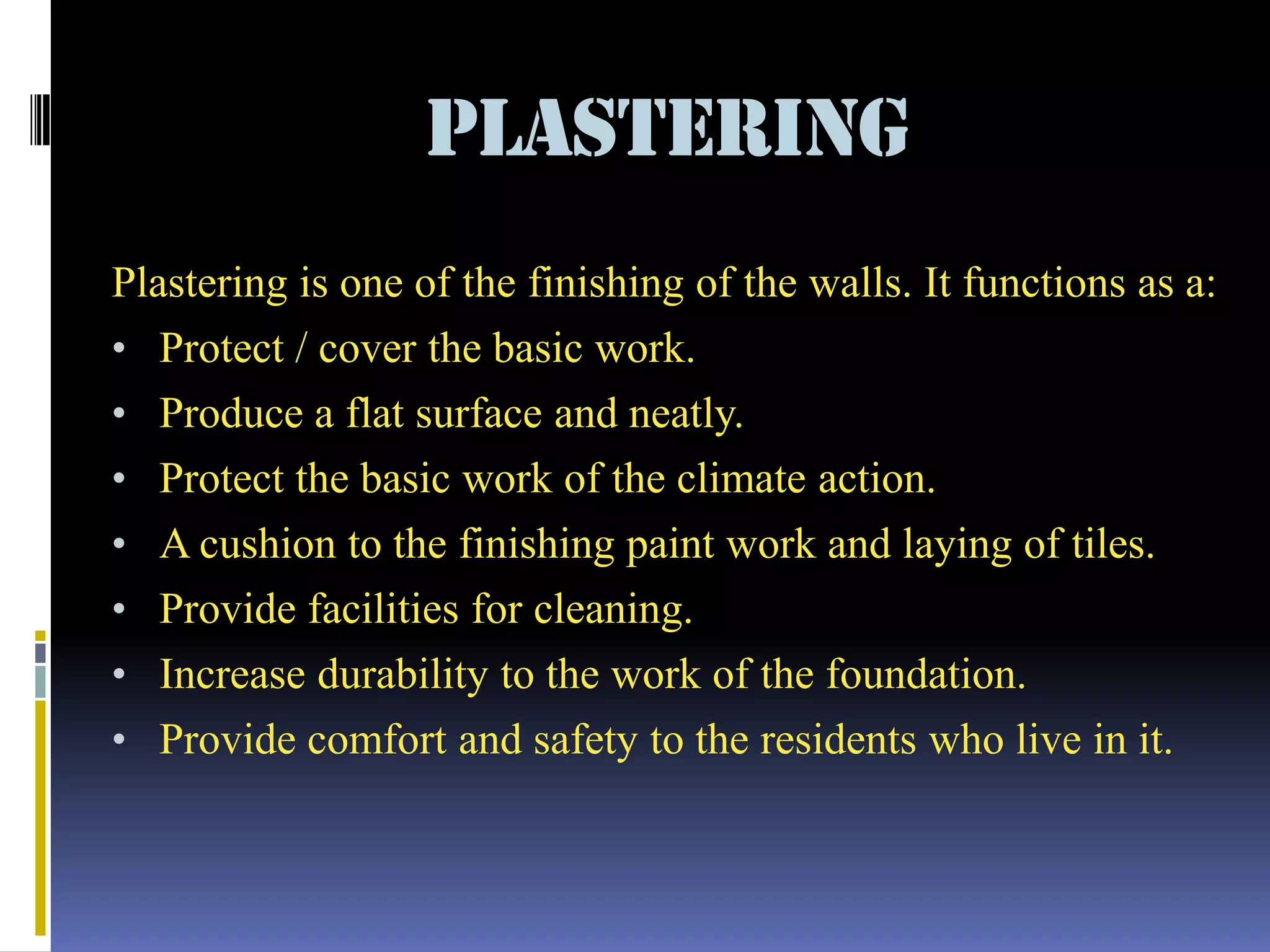 Finishing works (Building Construction) | PPTX