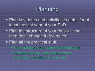PhD Seminar 2009: finishing your PhD | PPT