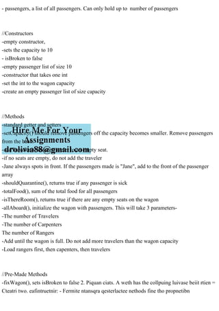 Finish the code in the Wagon class using instance properties, a cons.pdf
