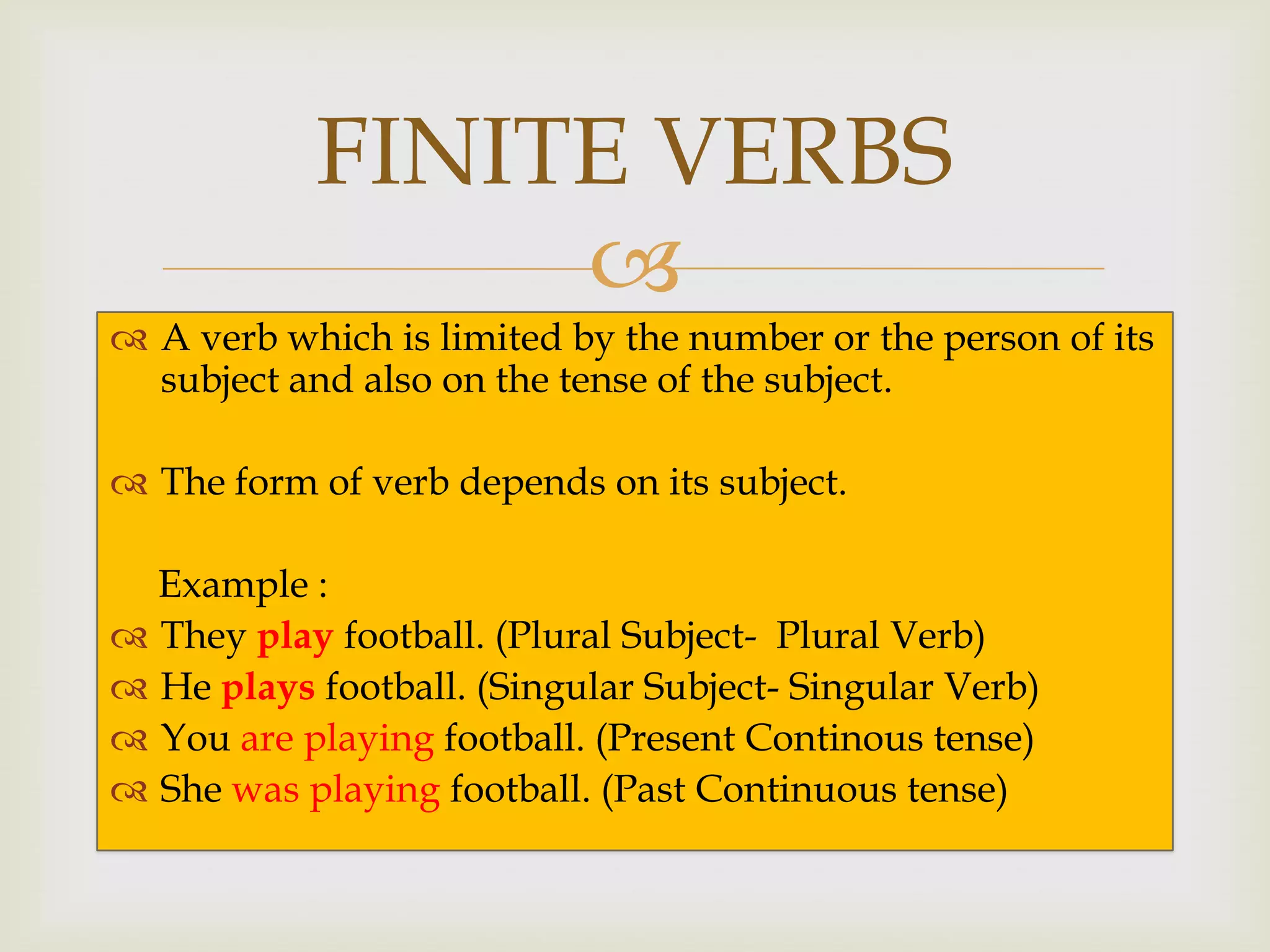 Finite and Non-finite Verbs | PPTX
