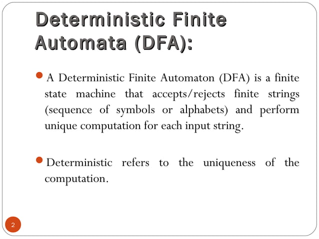 Finite automata | PPT | Programming Languages | Computing