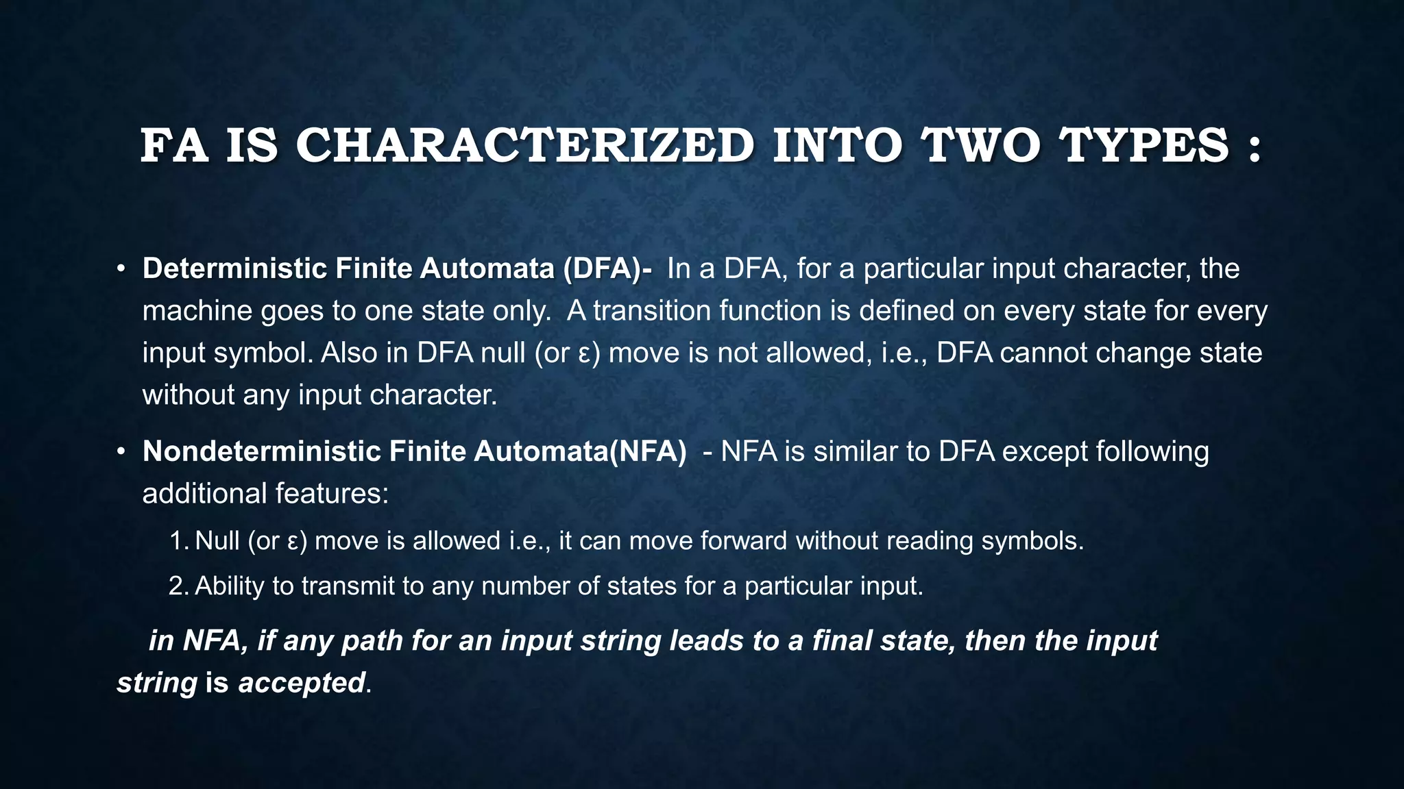 FINITE AUTOMATA | PPTX