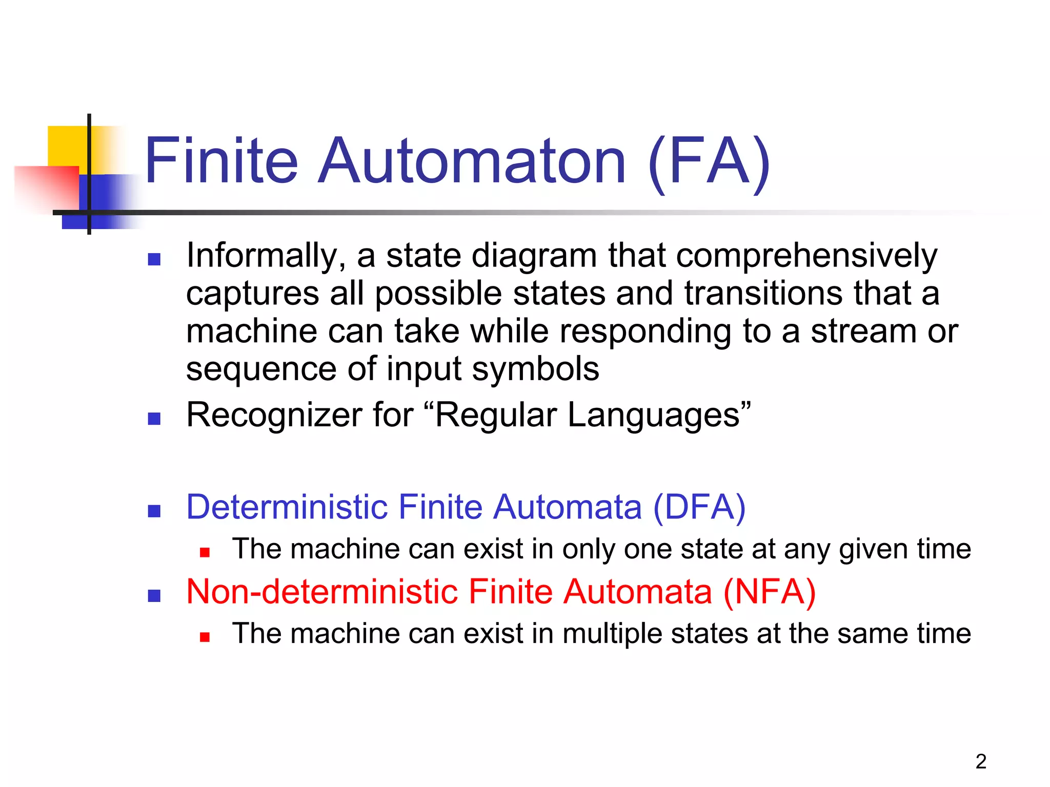 FiniteAutomata_anim.pptx | Programming Languages | Computing
