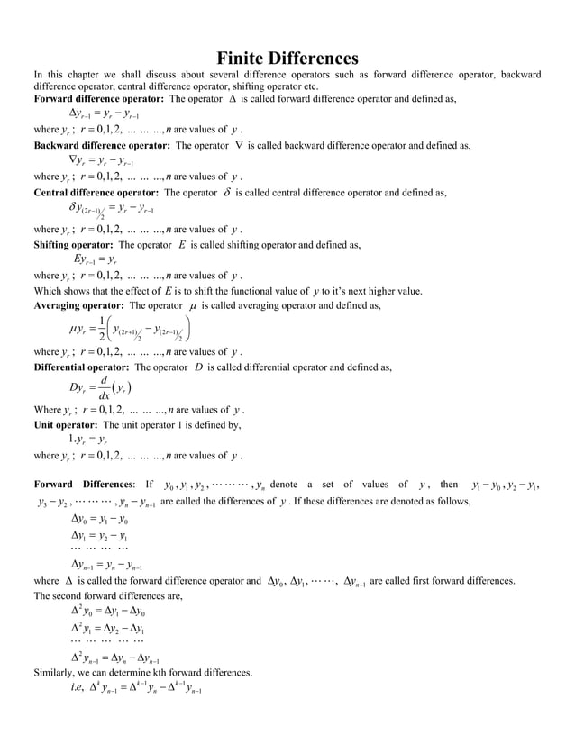 Finite difference & interpolation | PDF