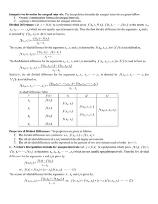 Finite difference & interpolation | PDF