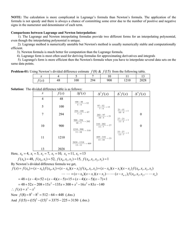 Finite difference & interpolation | PDF