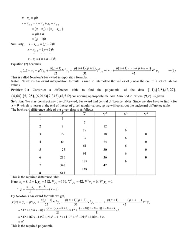 Finite difference & interpolation | PDF