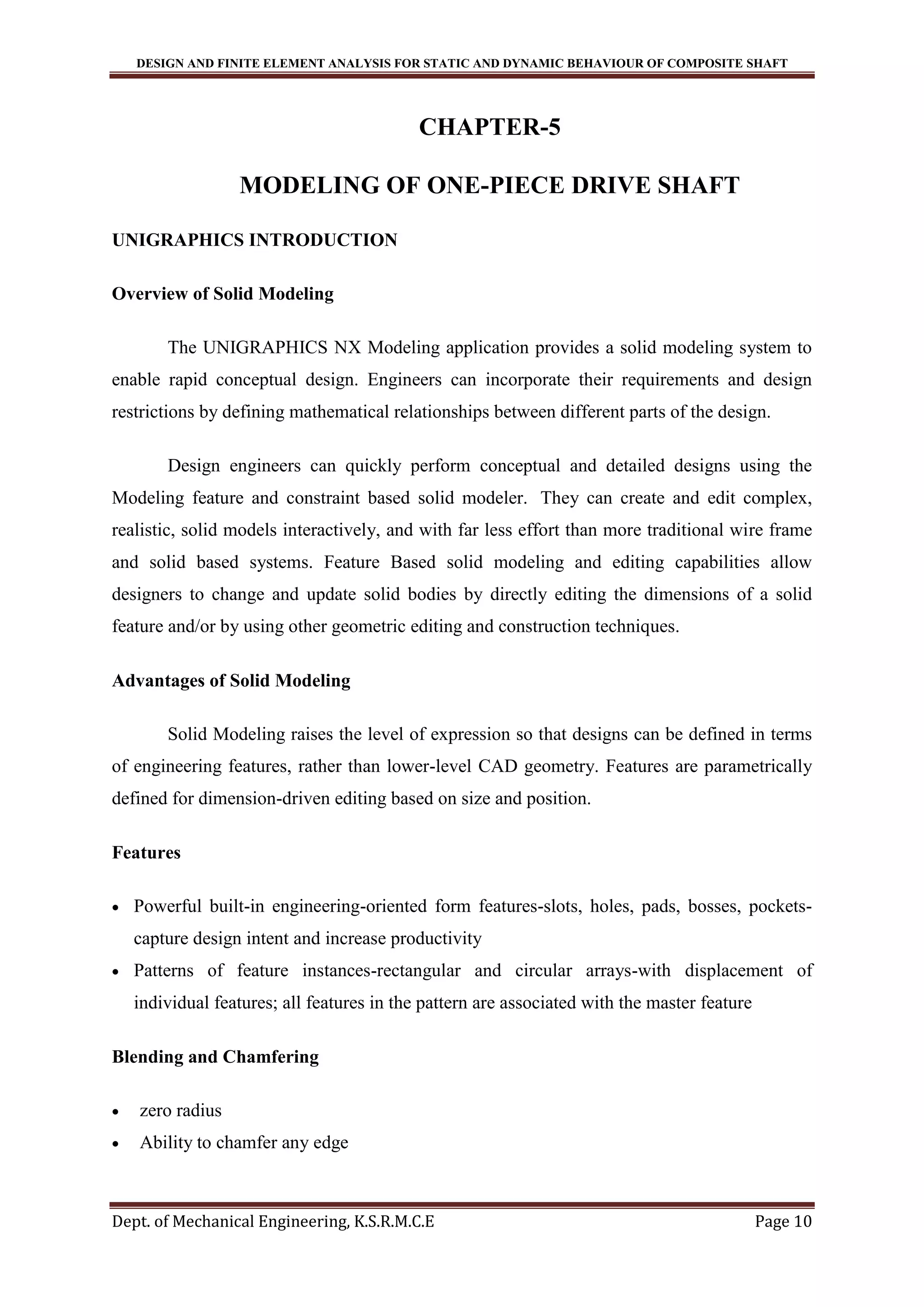 Design and Finite element analysis for static and dynamic behaviour of composite shaft ...